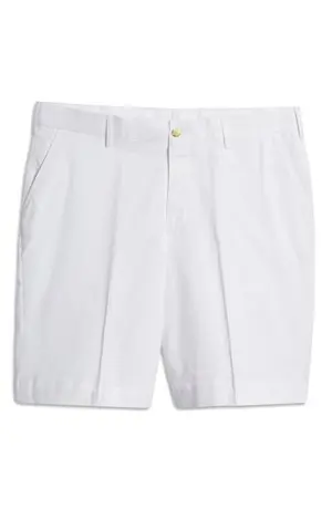 Berle Charleston Flat Front Stretch Poplin Shorts - White
