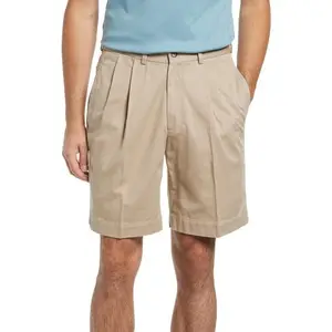 Berle Charleston Pleated Chino Shorts - Khaki
