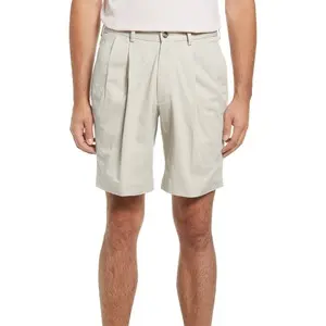 Berle Charleston Pleated Chino Shorts - Stone