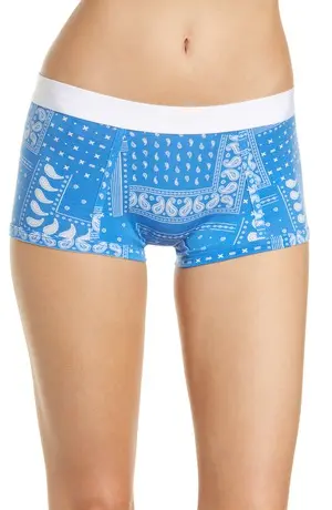 TOMBOYX Stretch Modal Boyshorts Blue Bandana Patchwork