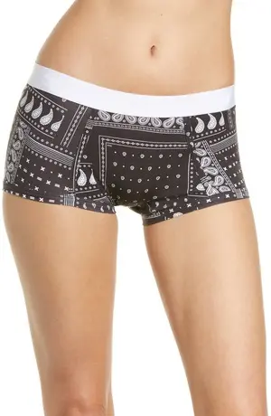 TOMBOYX Stretch Modal Boyshorts Gray Bandana Patchwork
