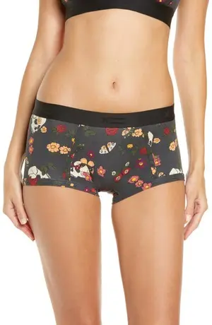 TOMBOYX Stretch Modal Boyshorts Skulls In Bloom