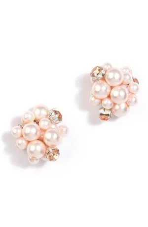 Deepa Gurnani Deepa Gurnani Shefali Imitation Pearl Earrings Peach