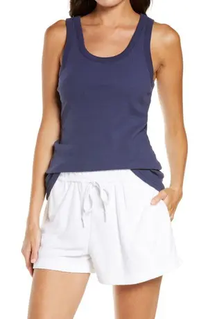 PAPINELLE Ribbed Shelf Bra Tank - Navy
