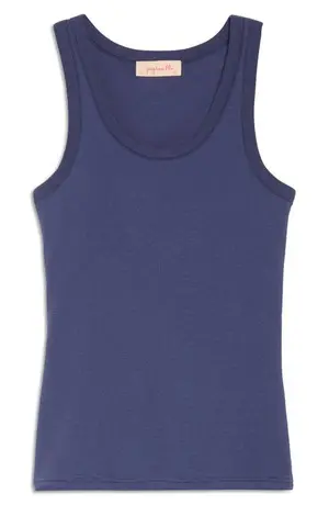 PAPINELLE Ribbed Shelf Bra Tank - Navy