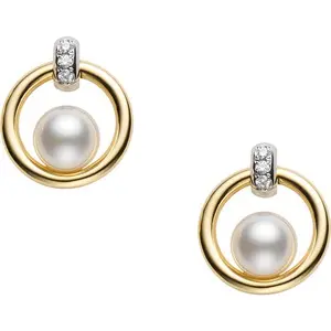 Mikimoto Cultured Pearl Circle Earrings - Yellow Gold/white Gold