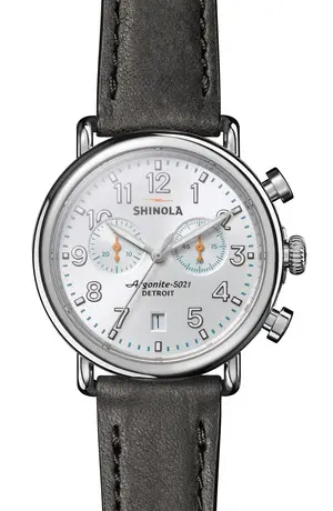 Shinola The Runwell Chrono Leather Strap Watch Cloudblue
