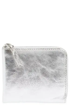 Comme Des Garçons Metallic Half-zip Walletgrey
