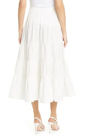 Ulla Johnson Sylvie Tiered Cotton Midi Skirt