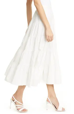 Ulla Johnson Sylvie Tiered Cotton Midi Skirt