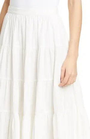 Ulla Johnson Sylvie Tiered Cotton Midi Skirt