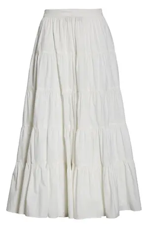 Ulla Johnson Sylvie Tiered Cotton Midi Skirt