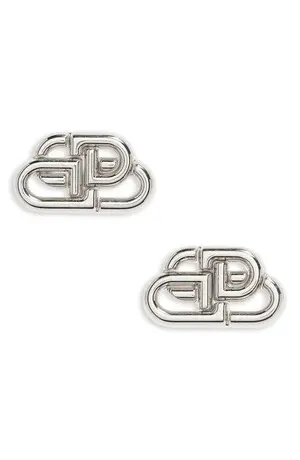 Balenciaga Interlocking Logo Stud Earrings - 0668 Silver