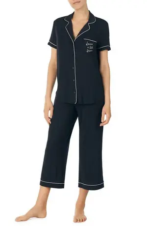Kate Spade New York Capri Short Sleeve Pajamas - Black