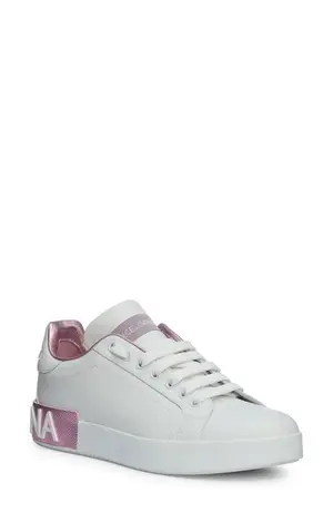 Dolce & Gabbana Portofino Platform Sneakers - White/pink