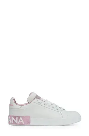Dolce & Gabbana Portofino Platform Sneakers - White/pink
