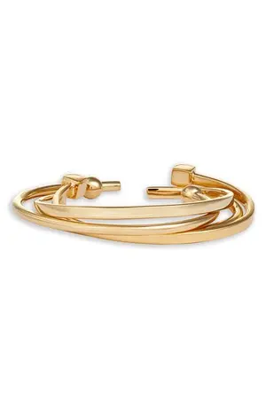 SOKO Set Of 4 Mixed Shapes Stacking Cuffs - Gold