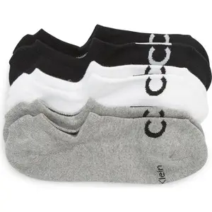 Calvin Klein 3-pack Micro Cushion No-show Socks - Grey Heather/white/black