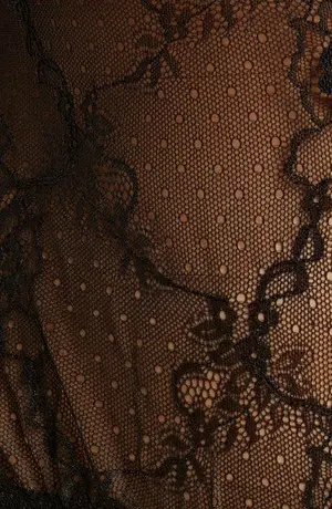 COQUETTE Dotted And Floral Lace Romper - Black