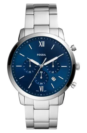 Fossil Neutra Chronograph Bracelet Watch - Silver/blue