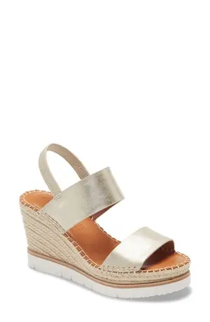 Gentle Souls Elyssa Platform Wedge Sandals - Ice Metallic Leather