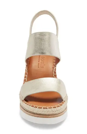 Gentle Souls Elyssa Platform Wedge Sandals - Ice Metallic Leather