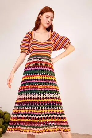 farm x anthropologie crochet maxi dresses New Anthropologie Farm Rio Crochet Maxi Dress Brown size M $238
