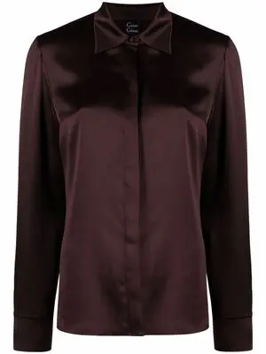 Carine Gilson Long-sleeve Silk Pyjama Top - Red