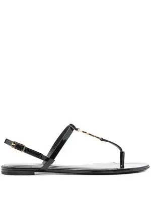 Saint Laurent Cassandra Logo Plaque Sandals - Black