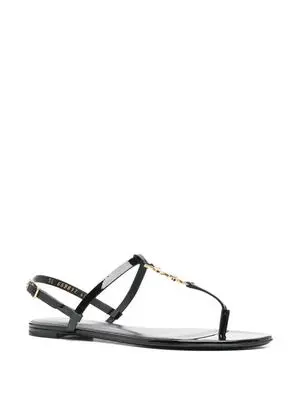 Saint Laurent Cassandra Logo Plaque Sandals - Black