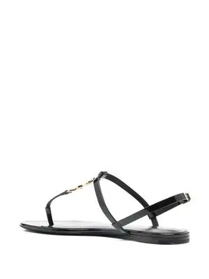 Saint Laurent Cassandra Logo Plaque Sandals - Black
