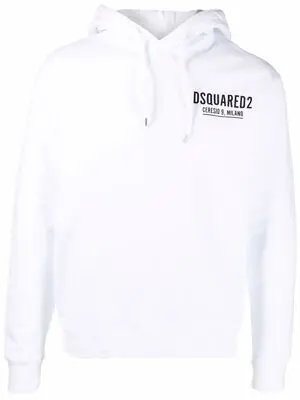 Dsquared2 Logo Print Cotton Hoodie - White