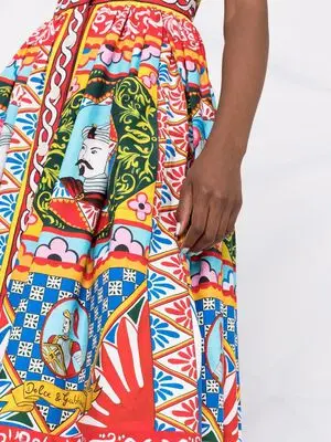 Dolce & Gabbana Carretto-print Flared Midi Dress