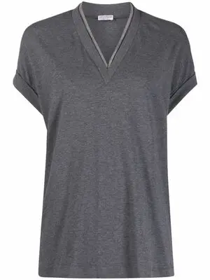 Brunello Cucinelli V-neck Top - Grey