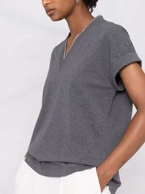 Brunello Cucinelli V-neck Top - Grey