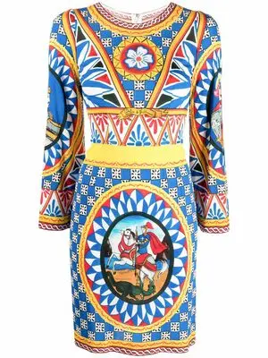 Dolce & Gabbana Graphic-print Long-sleeve Dress