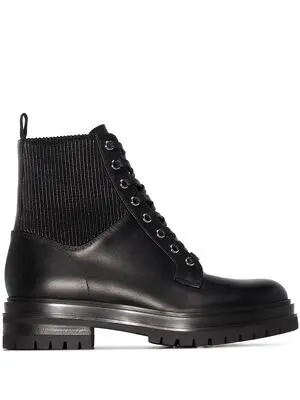 GIANVITO ROSSI Martis Leather Combat Boots