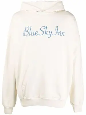 BLUE SKY INN Logo-embroidered Cotton Hoodie - Neutrals