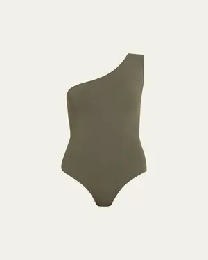 ERES Effigie One-Shoulder One-Piece Swimsuit Olive Noir