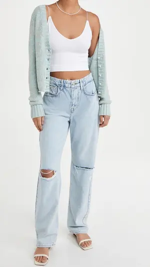 Free People Ribbed V Neck Brami Top