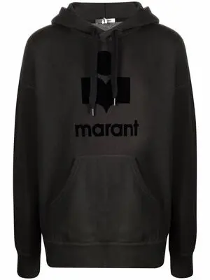 Isabel Marant Miley Flocked-logo Hoodie - Black