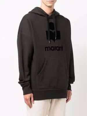 Isabel Marant Miley Flocked-logo Hoodie - Black