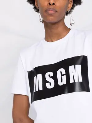 MSGM Logo-print Cotton T-shirt - White