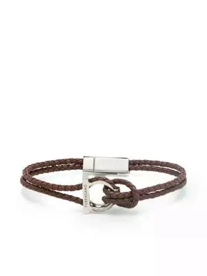 FERRAGAMO Braided Leather Bracelet - Brown