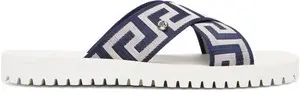 Versace Versace Navy & White Nastro Greca Sandals 2w30b Whit