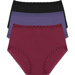 Natori 3-pack Cotton Full Briefs Dk Cherry/nightfall/black