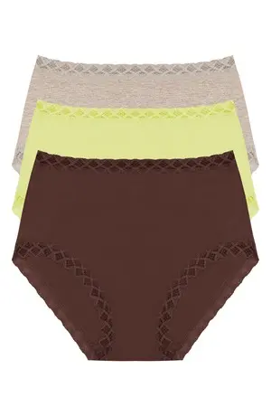 Natori 3-pack Cotton Full Briefs Grey/ Lemon/ Java