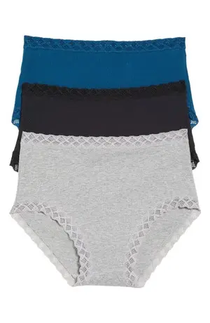 Natori 3-pack Cotton Full Briefs Gry/ Cr/ Blk