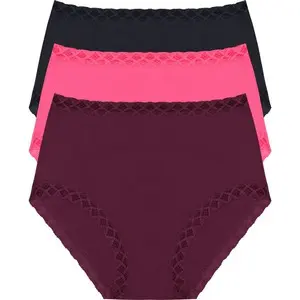 Natori 3-pack Cotton Full Briefs Navy/ Pink/ Plum