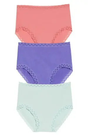 Natori 3-pack Cotton Full Briefs Pink/ Blue/ Mint